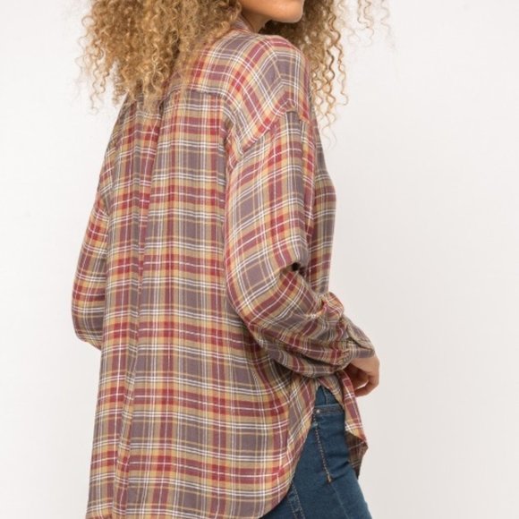 Mystree | Tops | Mystree Mustard Plaid Button Down Top | Poshmark